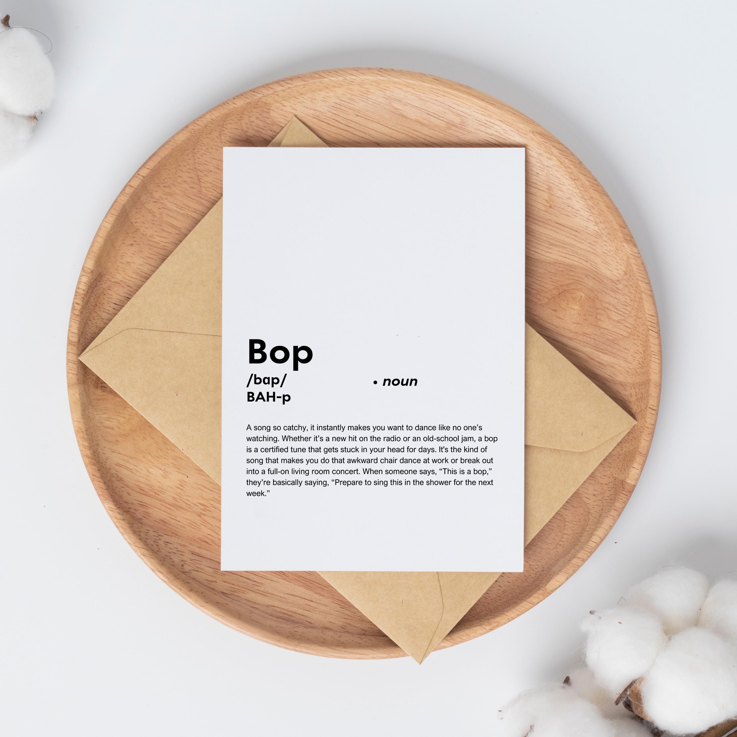 Funny Bop Definition Print Wall Art Poster, Bop Gift for Dance Quote ...