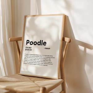 Funny Poodle Print Definition Wall Art Poster Card, Gift for Dog Owner ...