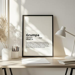 Funny Grumpa Definition Print Wall Art Poster, Grumpa Gift for ...