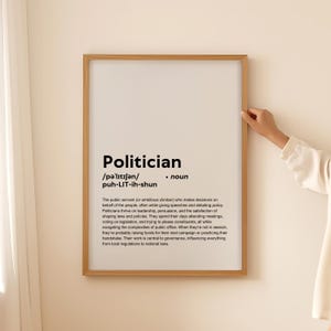 Funny Politician Definition Print Wall Art Poster, Politician Gift for ...