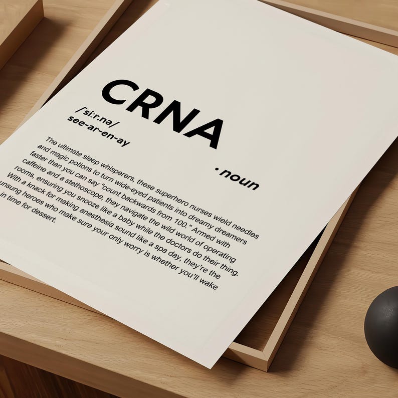 Funny CRNA Definition Print Wall Art Poster, CRNA Gift for CRNA Quote ...