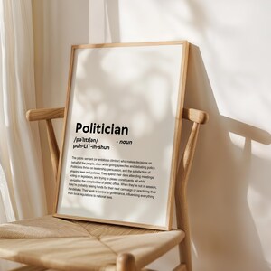 Funny Politician Definition Print Wall Art Poster, Politician Gift for ...