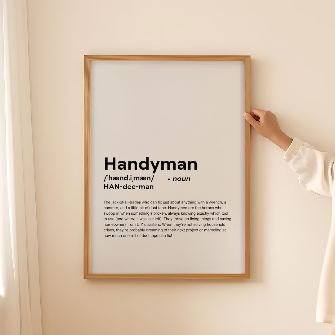 Funny Handyman Definition Print Wall Art Poster, Handyman Gift for ...