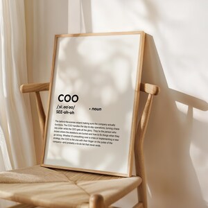 Funny COO Definition Print Wall Art Poster, COO Gift for Chief ...