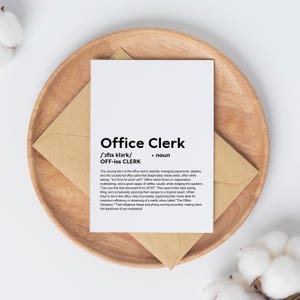 Funny Office Clerk Definition Print Wall Art Poster, Office Clerk Gift ...