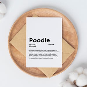 Funny Poodle Print Definition Wall Art Poster Card, Gift for Dog Owner ...