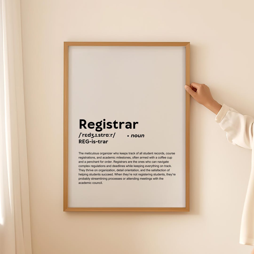 Funny Registrar Definition Print Wall Art Poster, Registrar Gift for ...