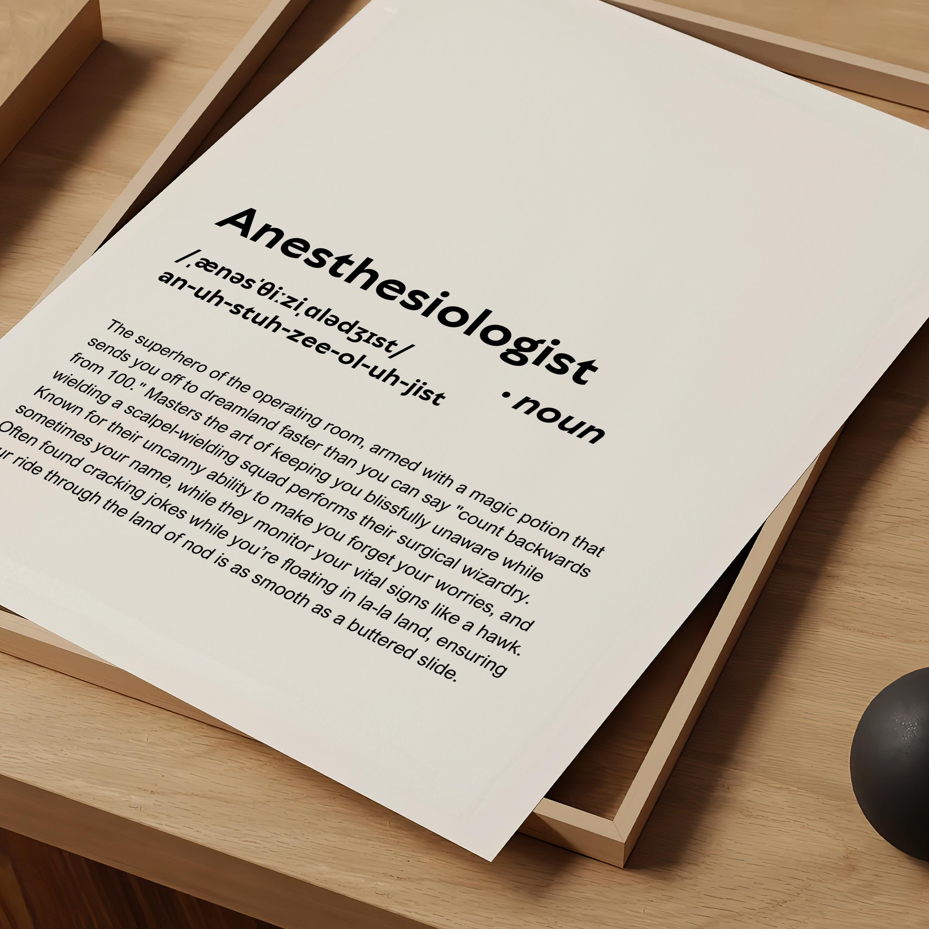 Funny Anesthesiologist Definition Print Wall Art Poster ...