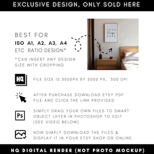 ISO A1, A2, A3 Ratio Thin Light Wood Frame Bedroom Wall Beige Wall ...