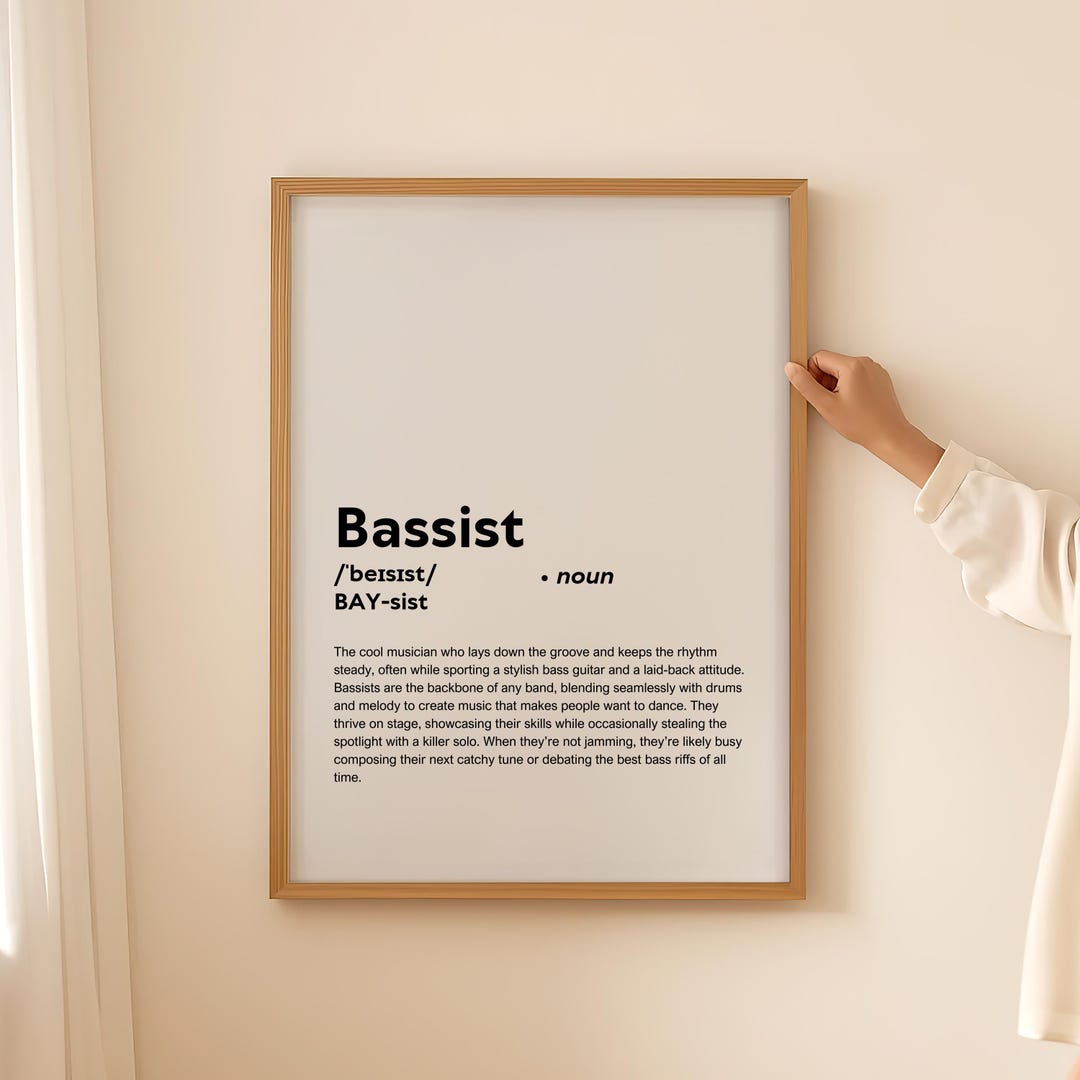Funny Bassist Definition Print Wall Art Poster, Bassist Gift for ...