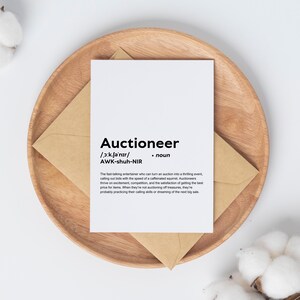 Funny Auctioneer Definition Print Wall Art Poster, Auctioneer Gift for ...