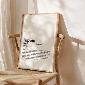 Funny Hippie Definition Print Wall Art Poster, Hippie Gift for Flower ...