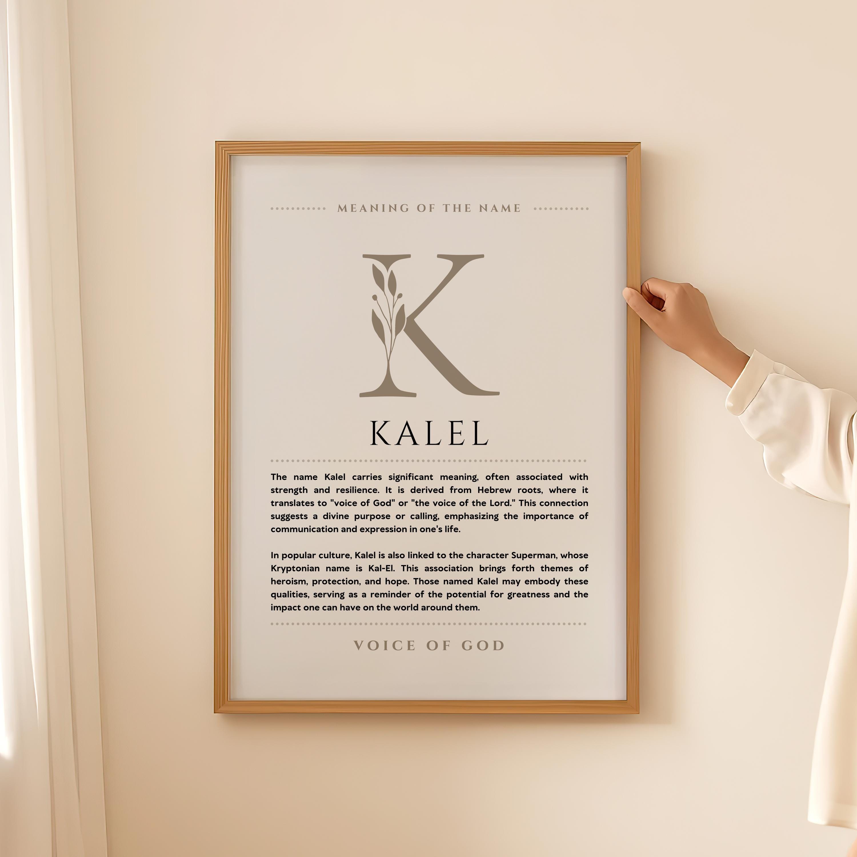 Kalel Name Meaning Wall Art, Kalel Name Origin Print Nursery Decor ...