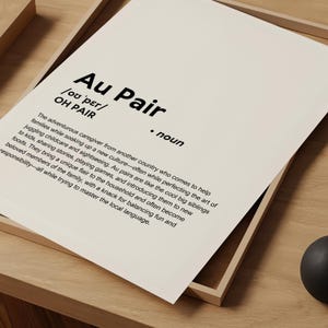 Funny Au Pair Definition Print Wall Art Poster, Au Pair Gift for ...