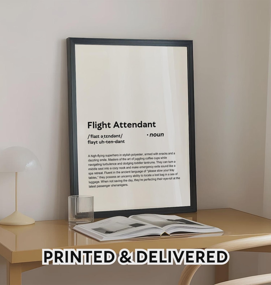 PRINTED Flight Attendant Poster, Funny Definition of Flight Attendant ...