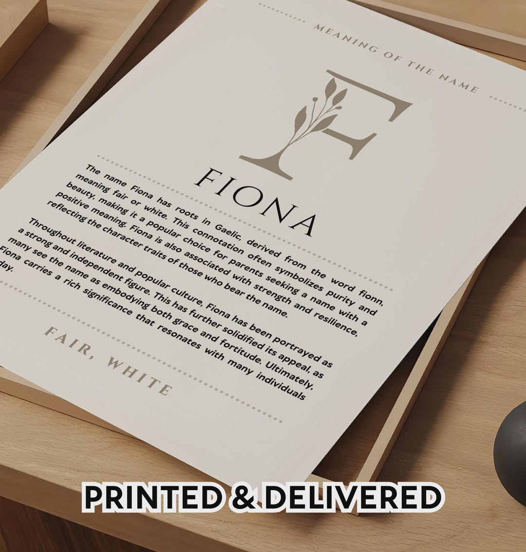 Fiona Name Meaning Wall Art Fiona Name Origin Print Nursery Decor, Baby ...