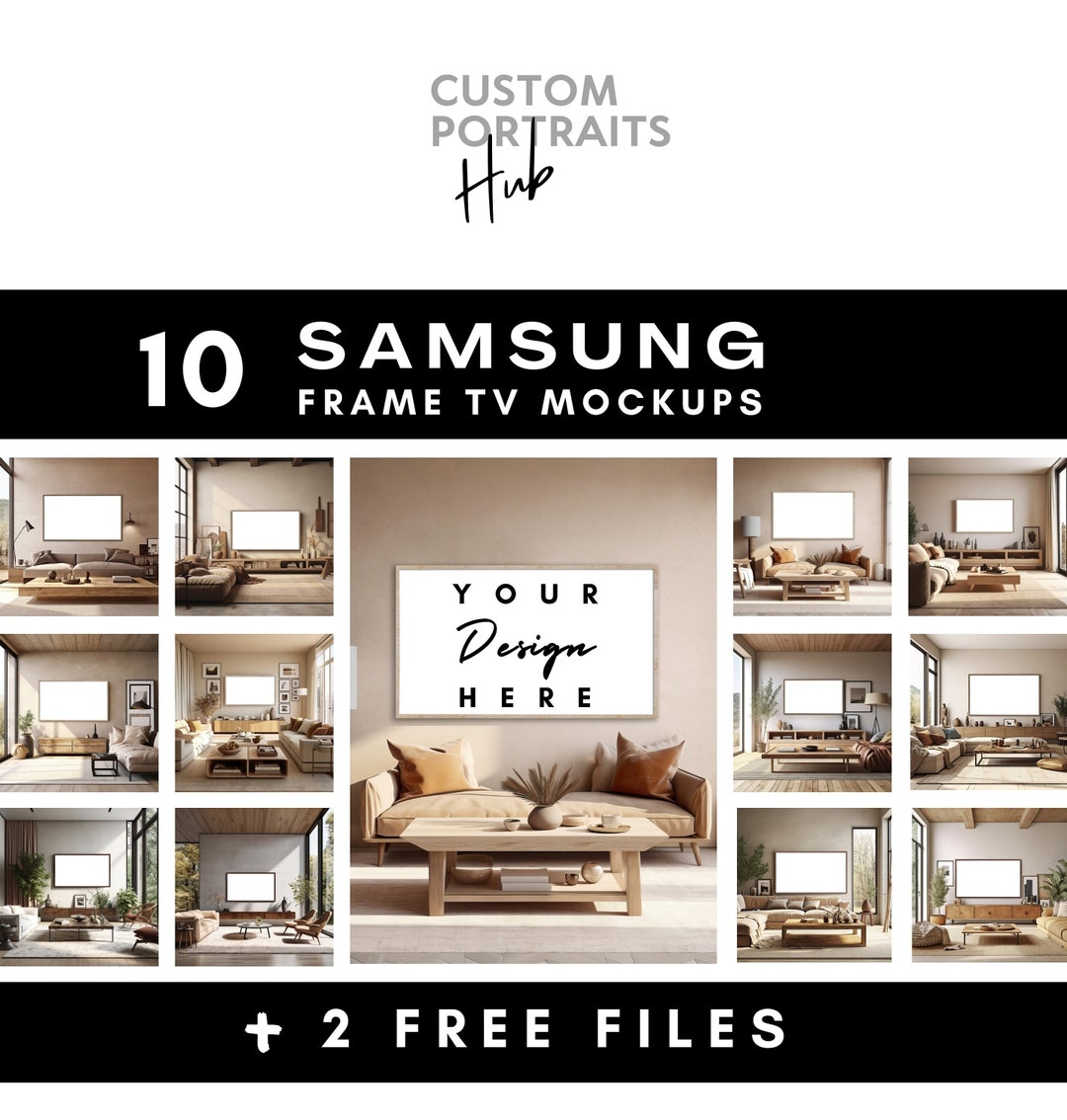 Frame TV Mockup Design Bundle / Modern Neutral Living Room Mock up Pack ...