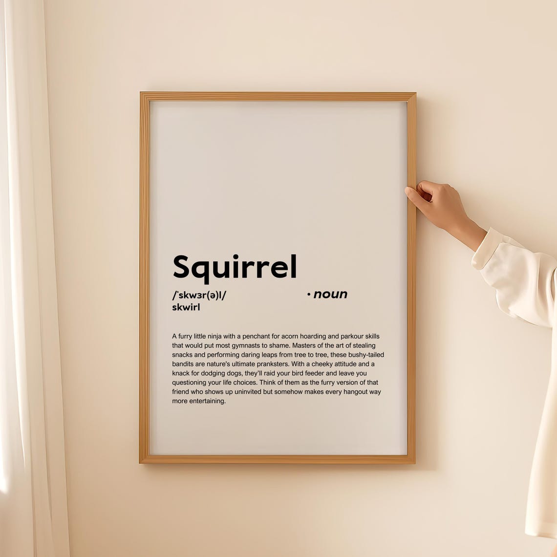 Funny Squirrel Definition Print Wall Art Poster, Squirrel Gift for ...