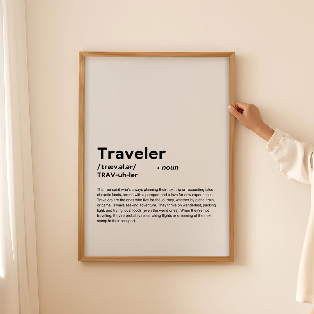 Funny Traveler Definition Print Wall Art Poster, Traveler Gift for ...