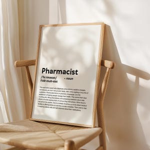 Funny Pharmacist Definition Print Wall Art Poster, Pharmacist Gift for ...