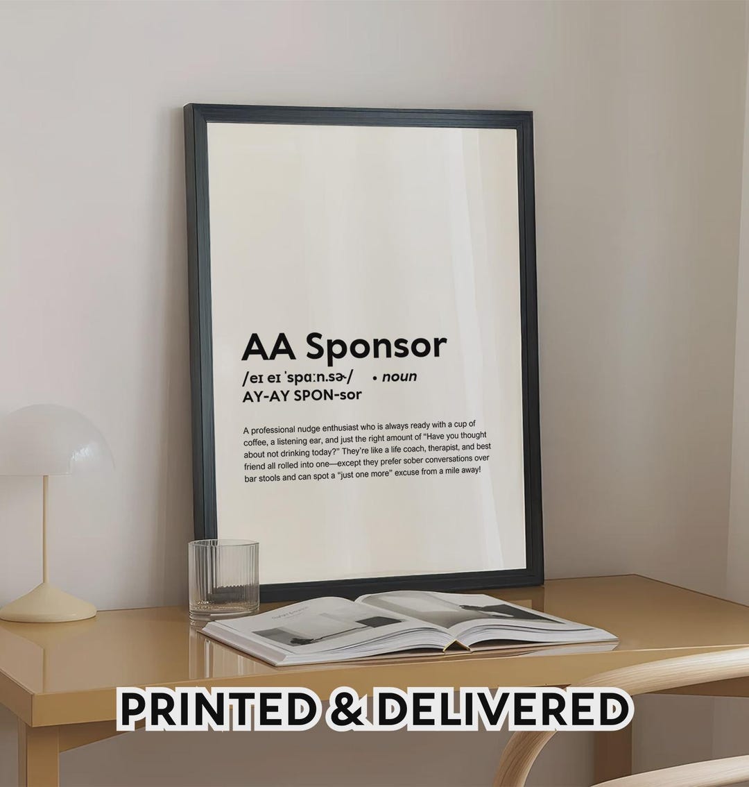 PRINTED AA Sponsor Poster, Funny Definition of AA Sponsor Print Wall ...