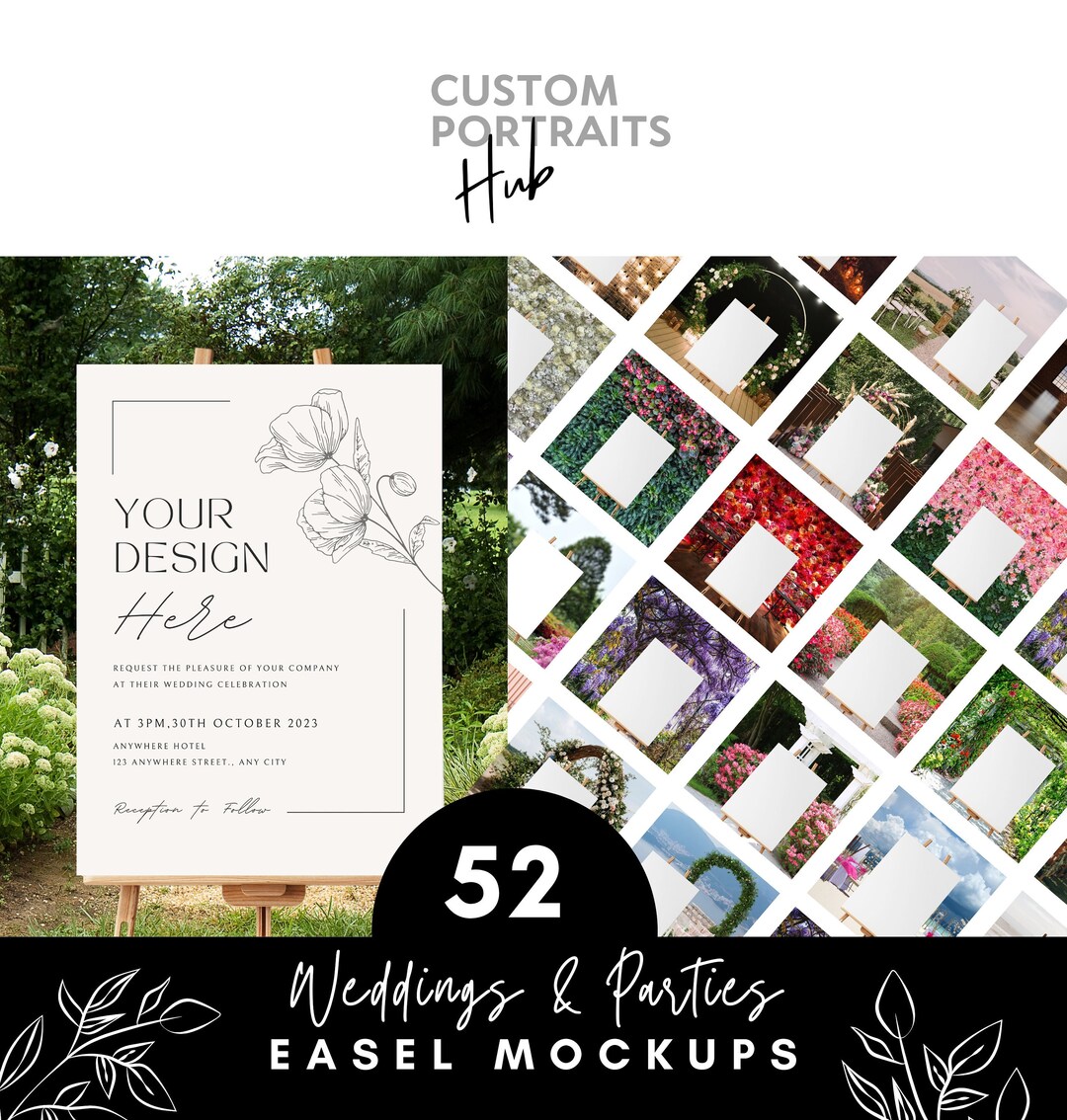 52 Easel Mockup Bundle, Wedding Easel Mock Ups, Canvas Mockups Wedding ...