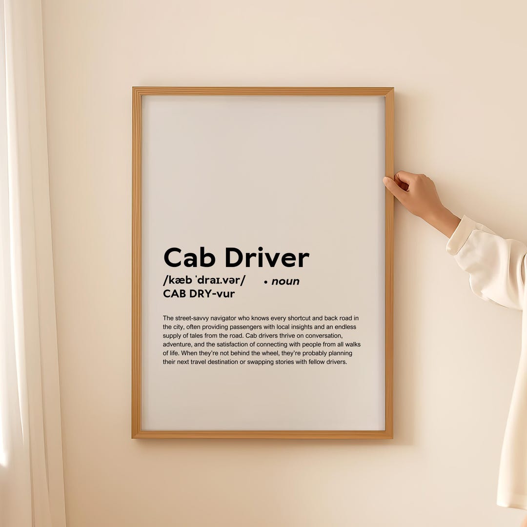 Funny Cab Driver Definition Print Wall Art Poster, Cab Driver Gift for ...