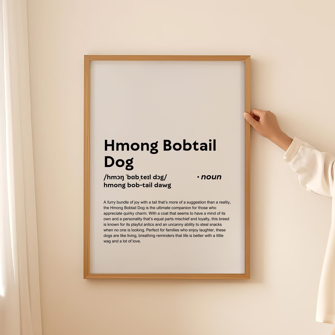 Funny Hmong Bobtail Dog Print Definition Wall Art Poster Card, Gift for ...