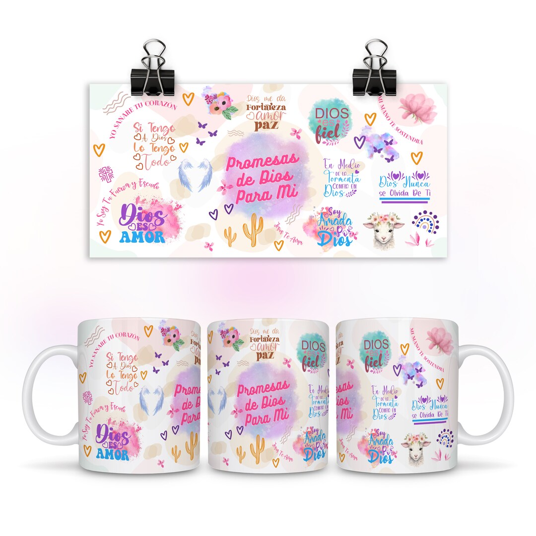 Promesas De Dios Para Mi, BOHO Spanish Christian 15 Oz Mug Wrap 11 Oz Mug Wrap Design, Mug ...