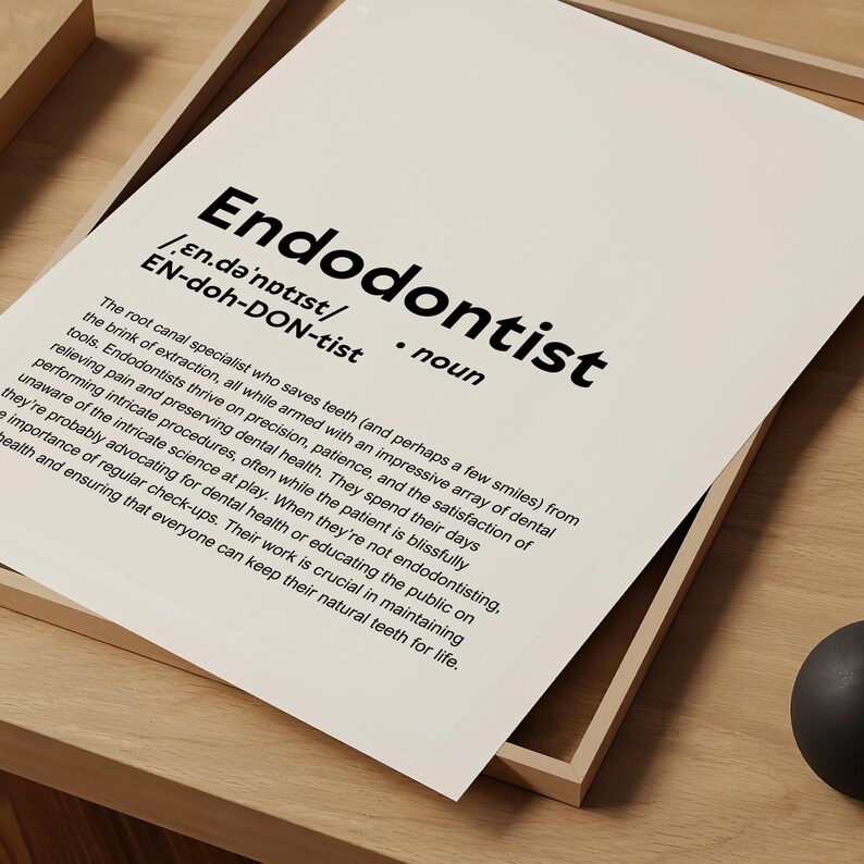 Funny Endodontist Definition Print Wall Art Poster, Endodontist Gift ...