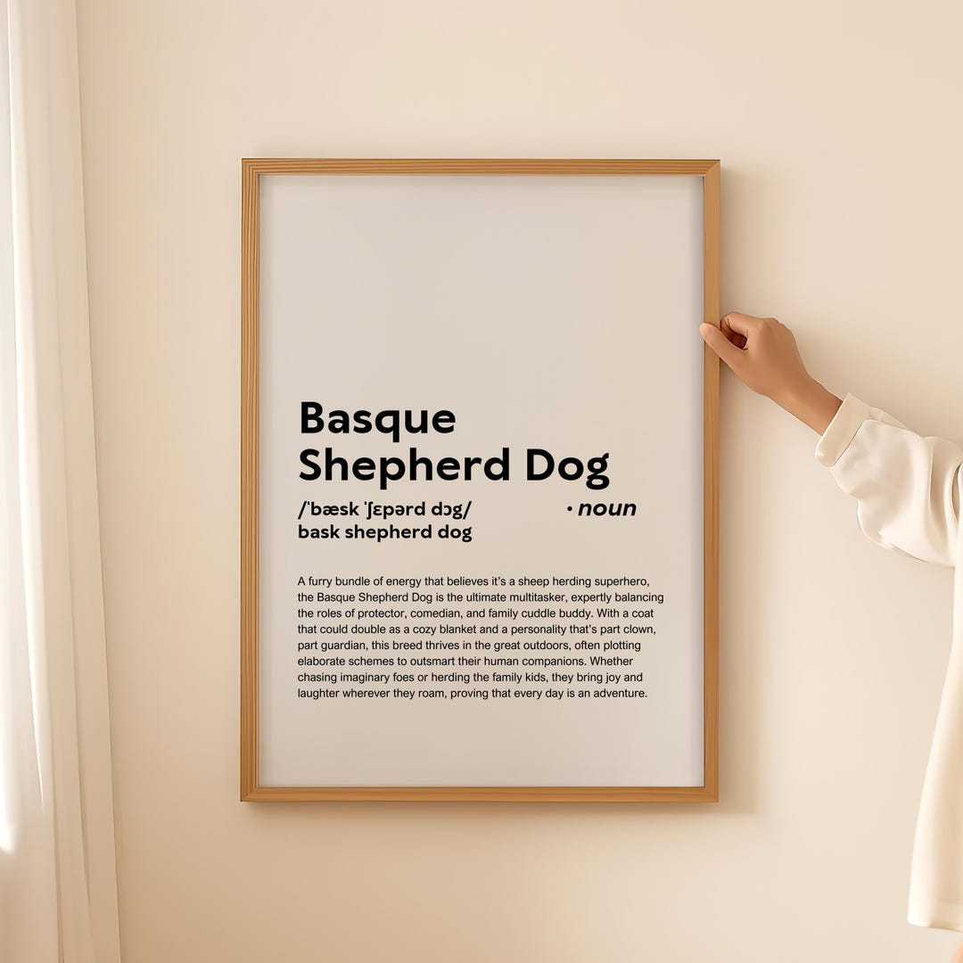 Funny Basque Shepherd Dog Print Definition Wall Art Poster Card, Gift ...