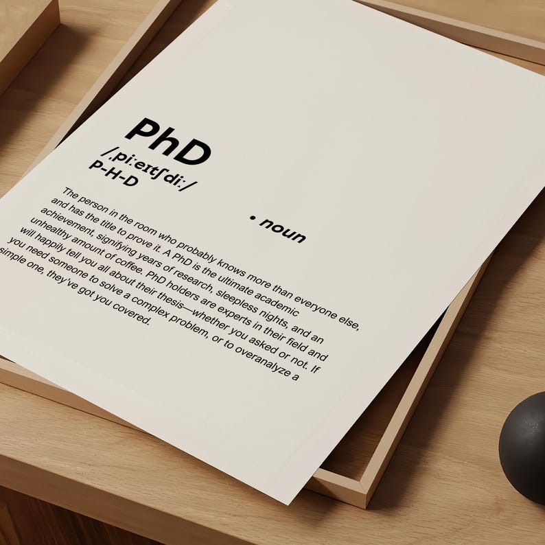 Funny Phd Definition Print Wall Art Poster, Phd Gift for Doctorate ...