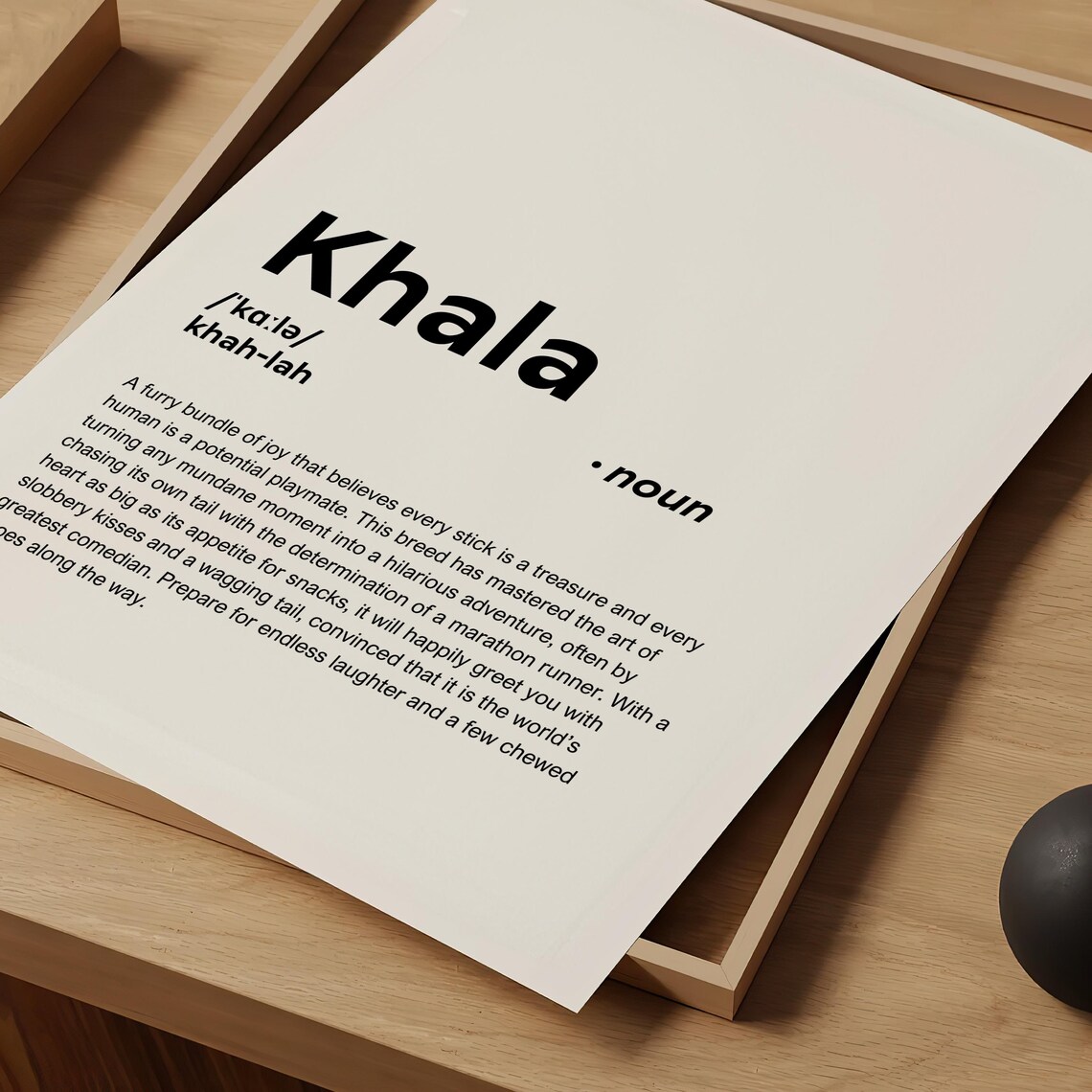 Funny Khala Print Definition Wall Art Poster Card, Gift for Dog Owner ...