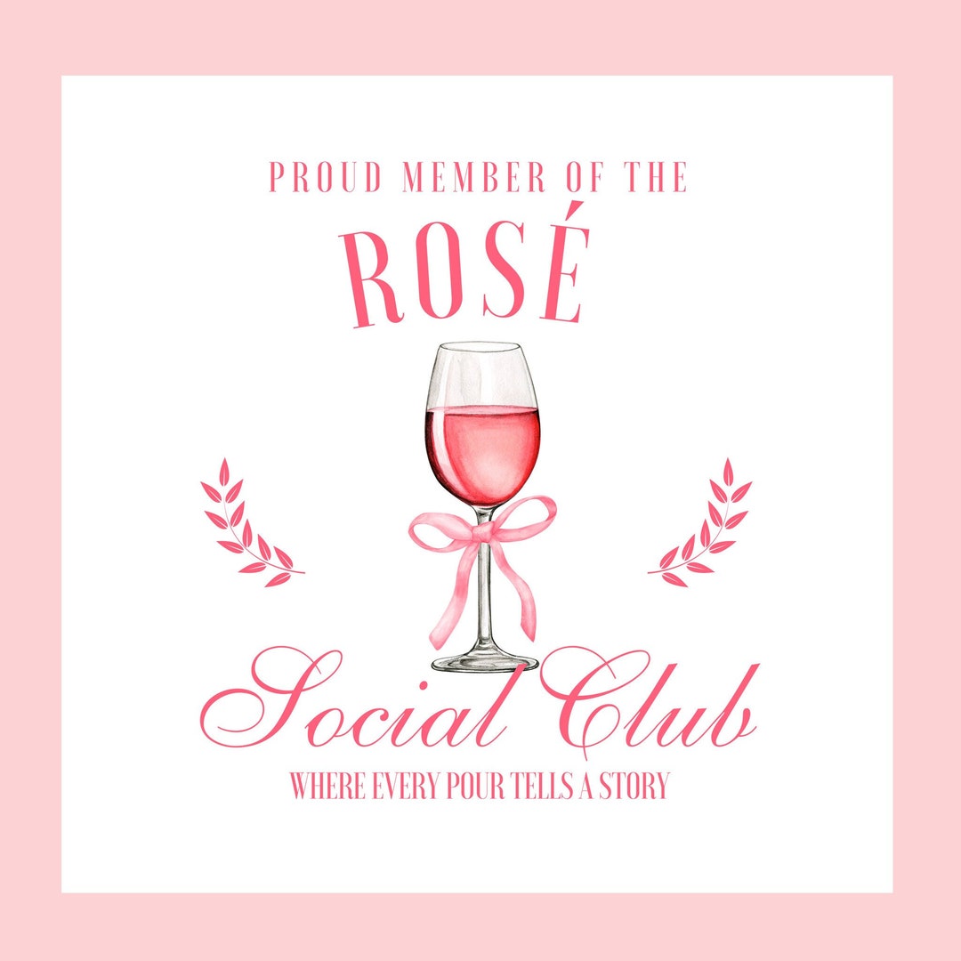 Rosé Club Png, Coquette Bow Summer Cocktail Rose Wine Girls Club Party ...