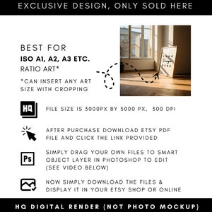 ISO A1, A2, A3 Ratio Wood Frame on Floor Realistic Home Interior Mockup ...