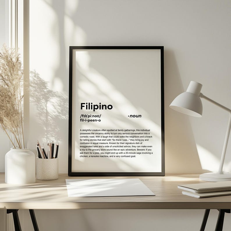 Filipino Poster, Funny Definition of Filipino Print Wall Art, Filipino ...