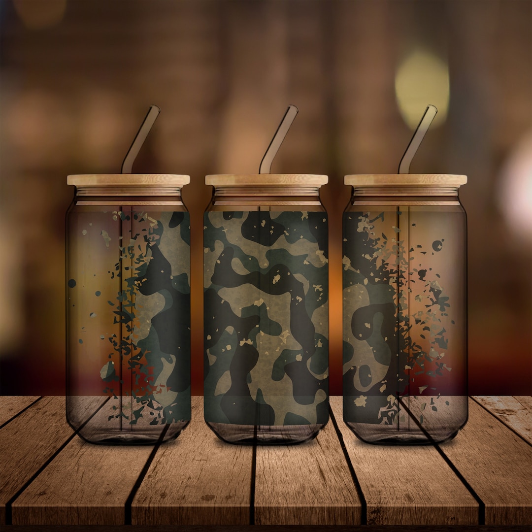 Green Camo Camouflage Military Army Vet Libbey Glass Wrap 16 Oz Libby ...