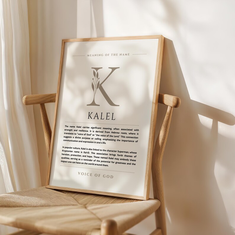 Kalel Name Meaning Wall Art, Kalel Name Origin Print Nursery Decor ...