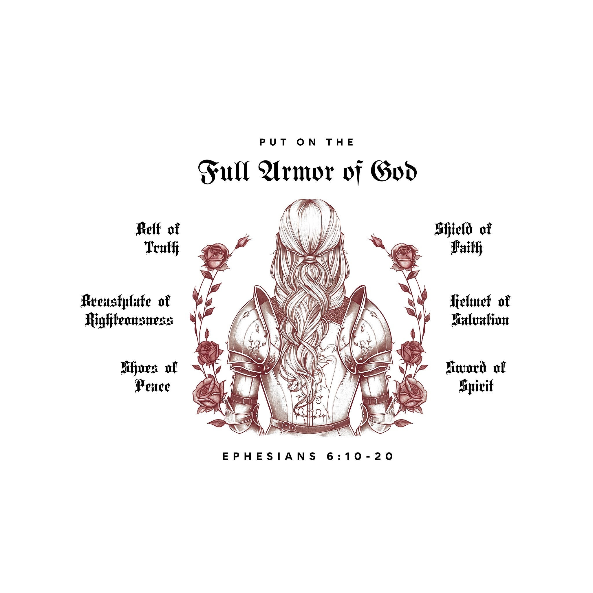 Put on Full Armor of God Png, Christian Woman PNG Vintage Roses Female ...