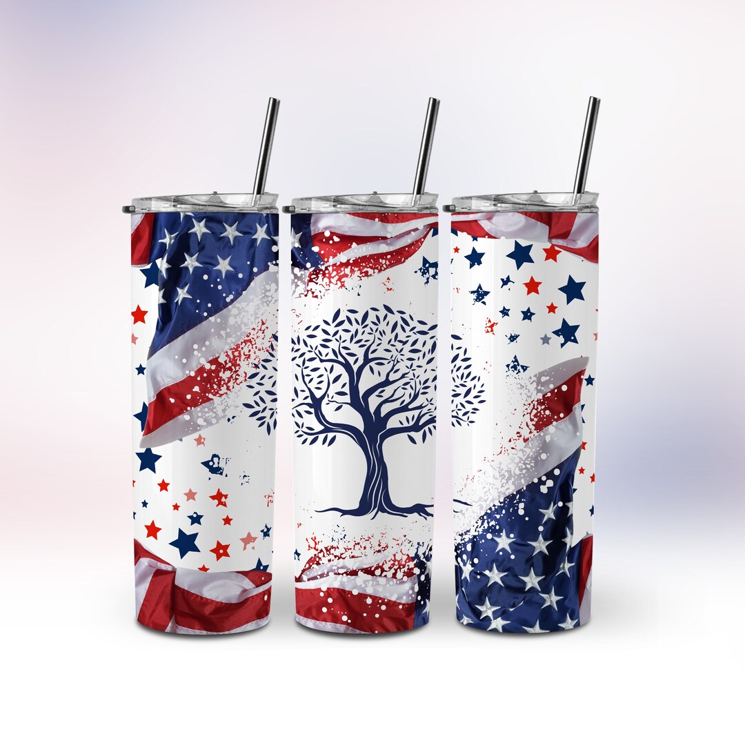 Olive Tree Peace Symbol US Flag Tumbler Wrap 20 Oz Skinny Tumbler Wrap ...
