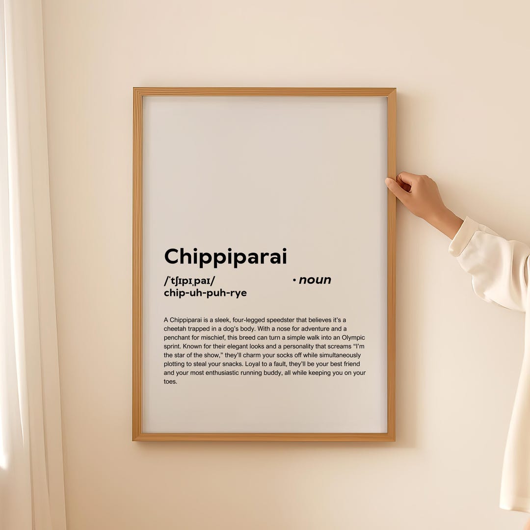 Funny Chippiparai Print Definition Wall Art Poster Card, Gift for Dog ...