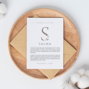 Salma Name Meaning Wall Art, Salma Name Origin Print Nursery Decor ...