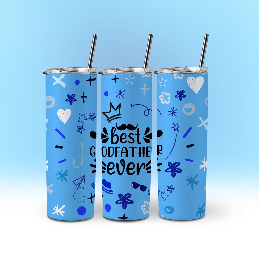 Best Godfather Ever Tumbler Wrap 20oz Blue Godfather Tumbler Wrap PNG ...