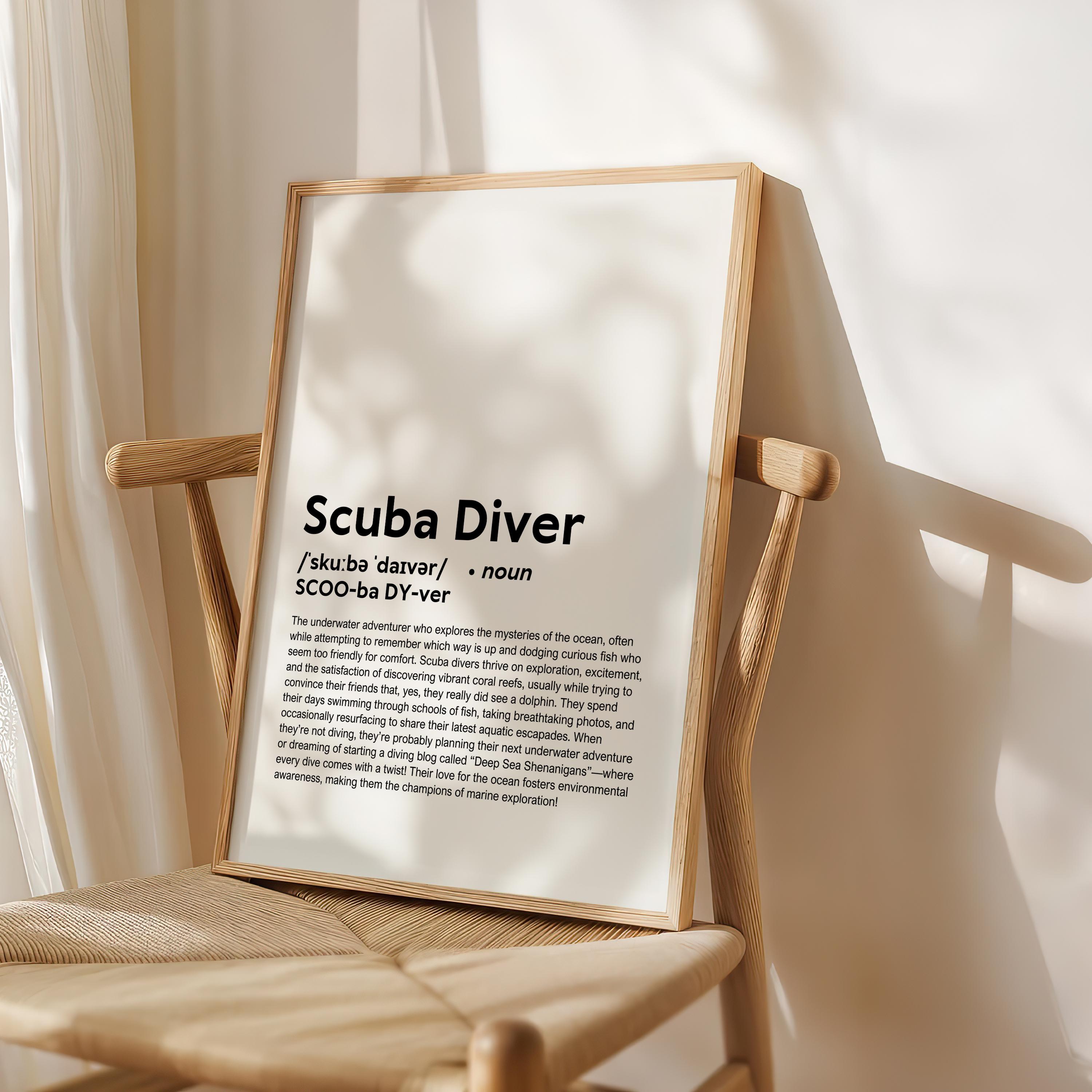 Funny Scuba Diver Definition Print Wall Art Poster, Scuba Diver Gift ...