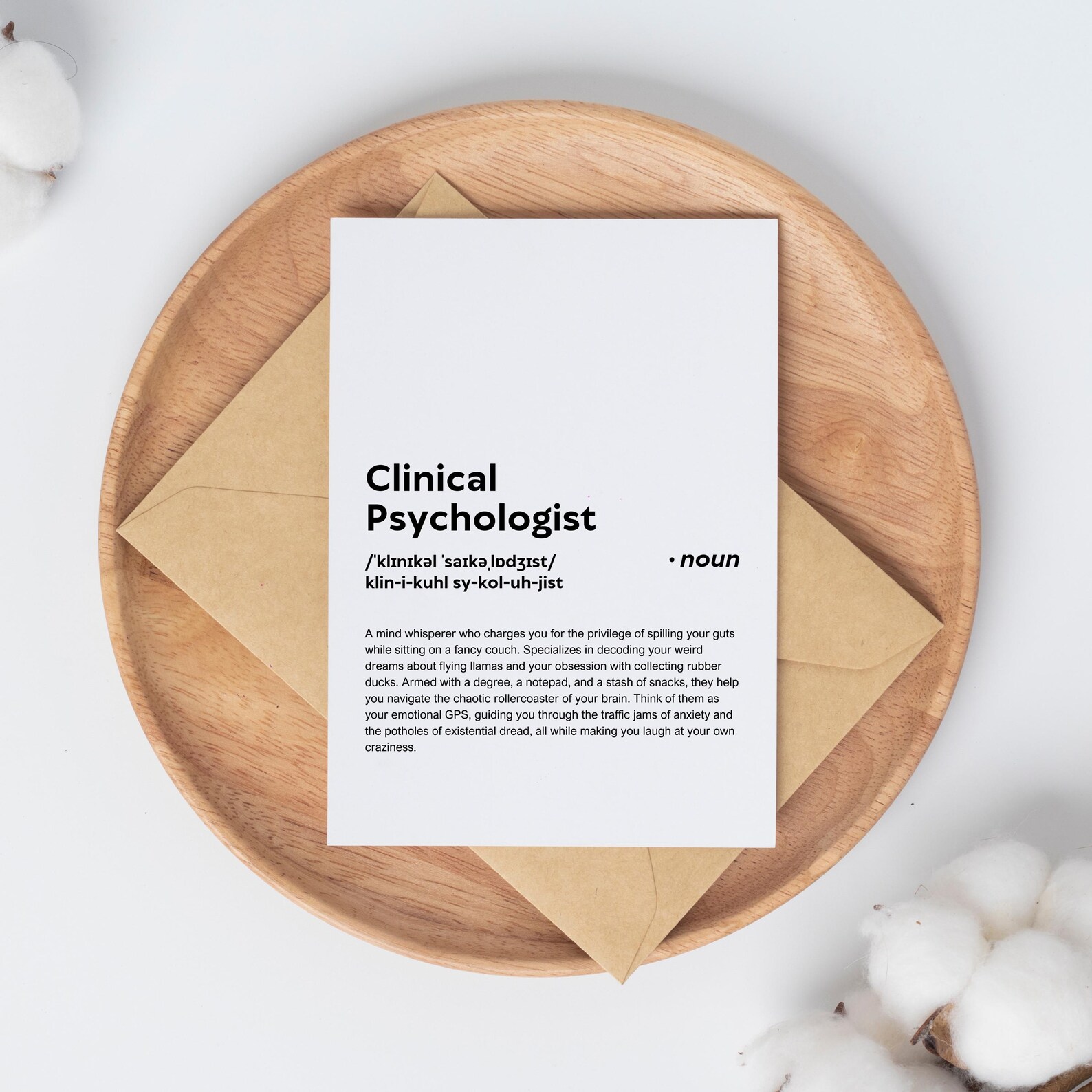 Funny Clinical Psychologist Definition Print Wall Art Poster, Gift for ...