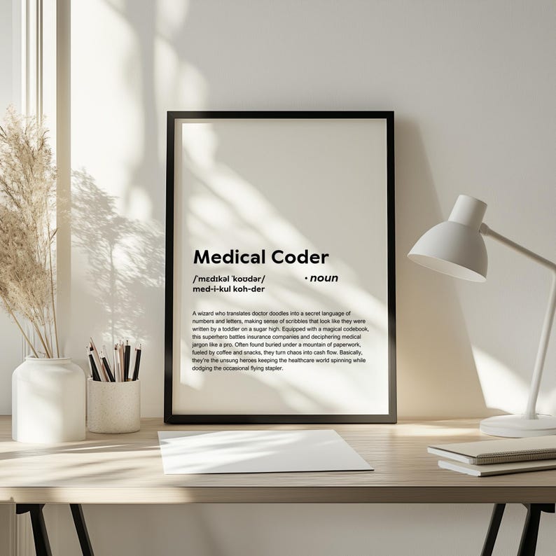Funny Medical Coder Definition Print Wall Art Poster, Medical Coder ...