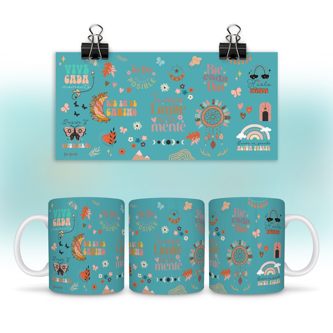 Teal Spanish Motivational Mug Wrap 15 Oz 11oz Spanish Affirmation for ...
