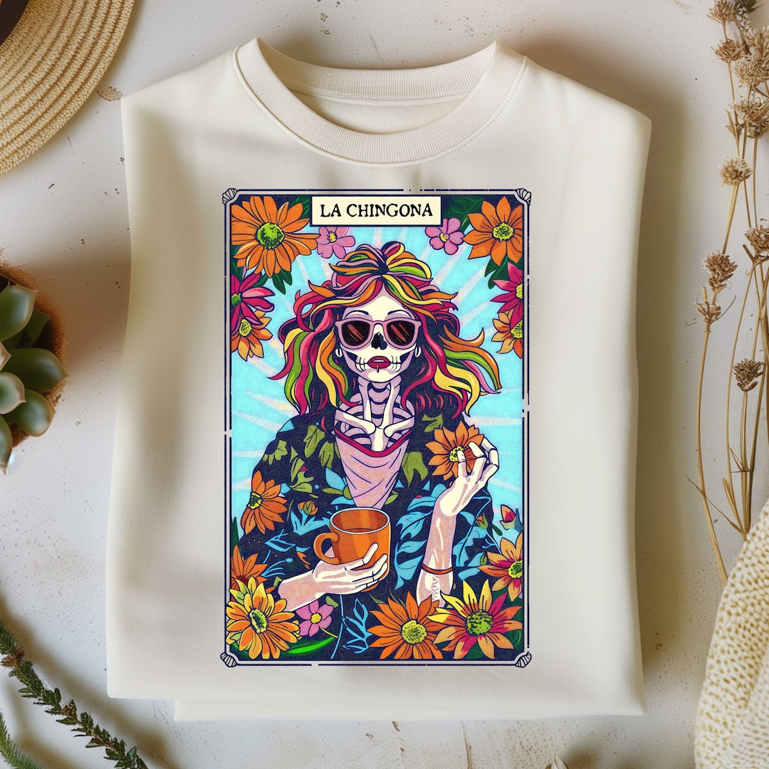 La Chingona Tarot Card PNG Spanish Loteria Latina Skeleton Chola ...
