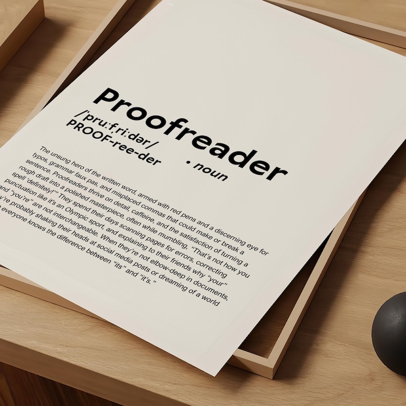 Funny Proofreader Definition Print Wall Art Poster, Proofreader Gift ...