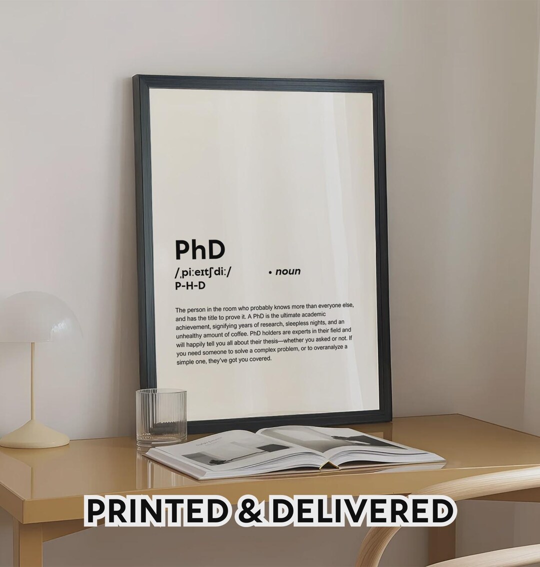 PRINTED Phd Poster, Funny Definition of Phd Print Wall Art, Phd Gift ...